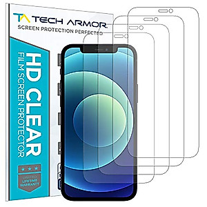 Tech Armor HD Clear Film Screen Protector Designed for Apple iPhone 12 and iPhone 12 Pro 6.1 Inch 4 Pack 2020