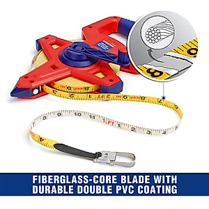 WORKPRO Open Reel Tape Measure with Double Nylon Coated Fiberglass Blade, 100-Feet, W136019A