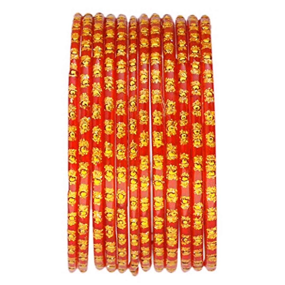 JD'Z COLLECTION Glass Bangles For Women & Girls Indian Traditional Jewelry Glass Bangles Set Set for Ethnic Daily Wear, Bridal Bangles for Indian Marriage (Set of 12 - 2.8) - Red