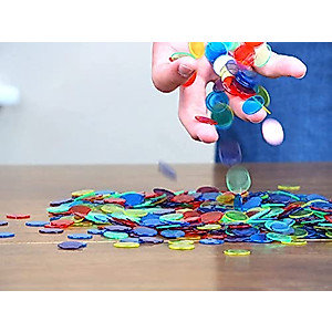 Regal Bingo Plastic Bingo Chips 1000 Pcs - Clear Transparent Counters Game Chips Set for Board Game - Fun Family Bingo Night - 3/4 Inch Assorted Colors - 5 Packs