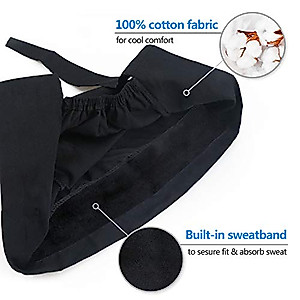 ABAMERICA Working Caps with Button and Sweatband, Adjustable Working Hats for Women Men, One Size(Tie Back or Toggle)