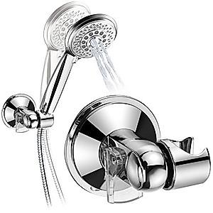 HotelSpa Universal Angle-Adjustable Hand Shower Wall Bracket for Easy Reach/Perfect Angle Fits ANY SHOWER! Patented Push-Lock provides Superior Suction Power. Self-Adhesive Slide-in Holder included