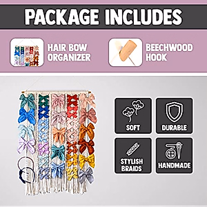 XL Bow Organizer for Girls Hair Bows - Holds All Hair Bow Sizes | Baby Bow Organizer | Hair Bow Organizer and Bow Holder for Girls Hair Bows | Headband Holder | Bow Hanger for Girls Hair Bows