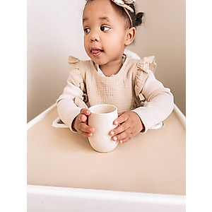 Ali+Oli Snap Baby Bib (Taupe, Ruffle Edge) - 2-Layer Soft Muslin Bibs, Durable Baby Bibs for Girls, Absorbent Burp Cloth, Cloth Bibs, Drool Bibs, Baby Girl Newborn Essentials for 0-24 Months