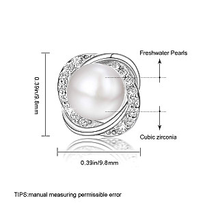 PEARLOVE Freshwater Cultured Pearl Earrings for Women Stainless Steel Stud Earrings Cubic Zirconia Stud Earrings Gift for Women With Gifts Packing