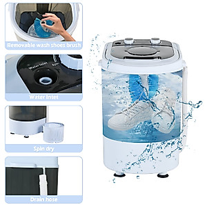Mini Washing Machine Single Tub Portable Clothes Washer with Spin Dryer, 6.6 lbs Washer and Dryer Combo for Camping, Dorms, Apartments wash Closes Shoes (6.6 lb)
