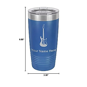 LaserGram 20oz Vacuum Insulated Tumbler Mug, Electric Guitar, Personalized Engraving Included (Dark Blue)