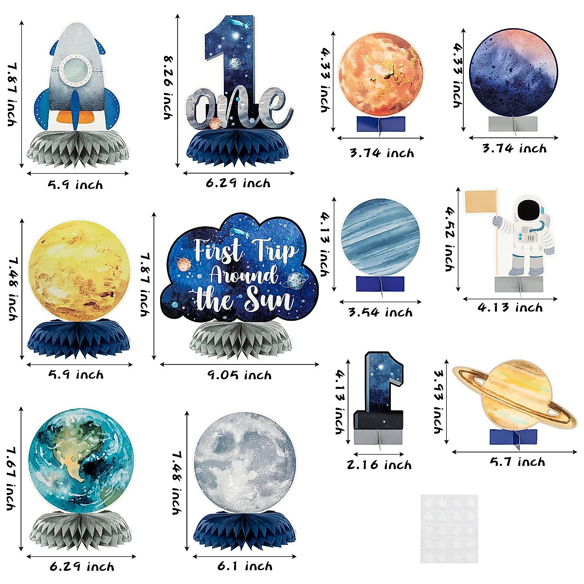 ANGOLIO 12Pcs First Trip Around The Sun One Letter Sign Party Honeycomb Table Centerpiece Outer Space 1st Birthday Party Decorations Planets Solar System Theme Party for Boys Baby Shower Photo Props