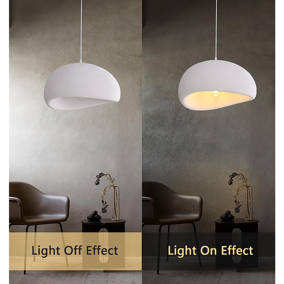 DENGNBJ 16 Inch Large Modern Pendant Light Simple Stylish Bird's Nest Shape - Concrete Pendant Light with E26 Base - Ideal Dining Room Pendant Light for Kitchen and Hallway