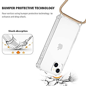 YESPURE for iPhone 13 Mini Clear Case with Adjustable Lanyard Neck Strap,Crossbody Phone Case for iPhone 13 Mini,Transparent Soft TPU Anti-Yellowing Shockproof Protective Cover 5.4 inch - Beige