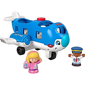 Fisher-Price Little People Musical Toddler Toy Travel Together Airplane with Lights Sounds & 2 Figures for Ages 1+ Years, Blue