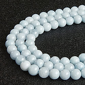 60pcs 6mm Aquamarine Beads Natural Gemstone Beads Round Loose Beads for Jewelry Making