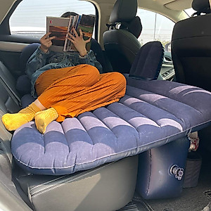 Car Air Mattress, Inflatable Car Mattress for Back Seat, Car Bed with Air Pump, Home Sleeping Pad (TM Blue)