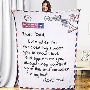 Welltop Personalized Flannel Blanket to My Dad Gift from Daughter Son, Ultra Soft Flannel Fleece Blankets Christmas Birthday Father's Day Cozy Lightweight Throw Blanket Fits Couch Sofa Bed (59x79in)