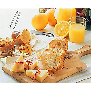 sweetfamily Spreader Knife Set,6-Piece Cheese and Butter Spreader Knives,Mini Serving Tongs,Stainless Steel Multipurpose Butter Knives