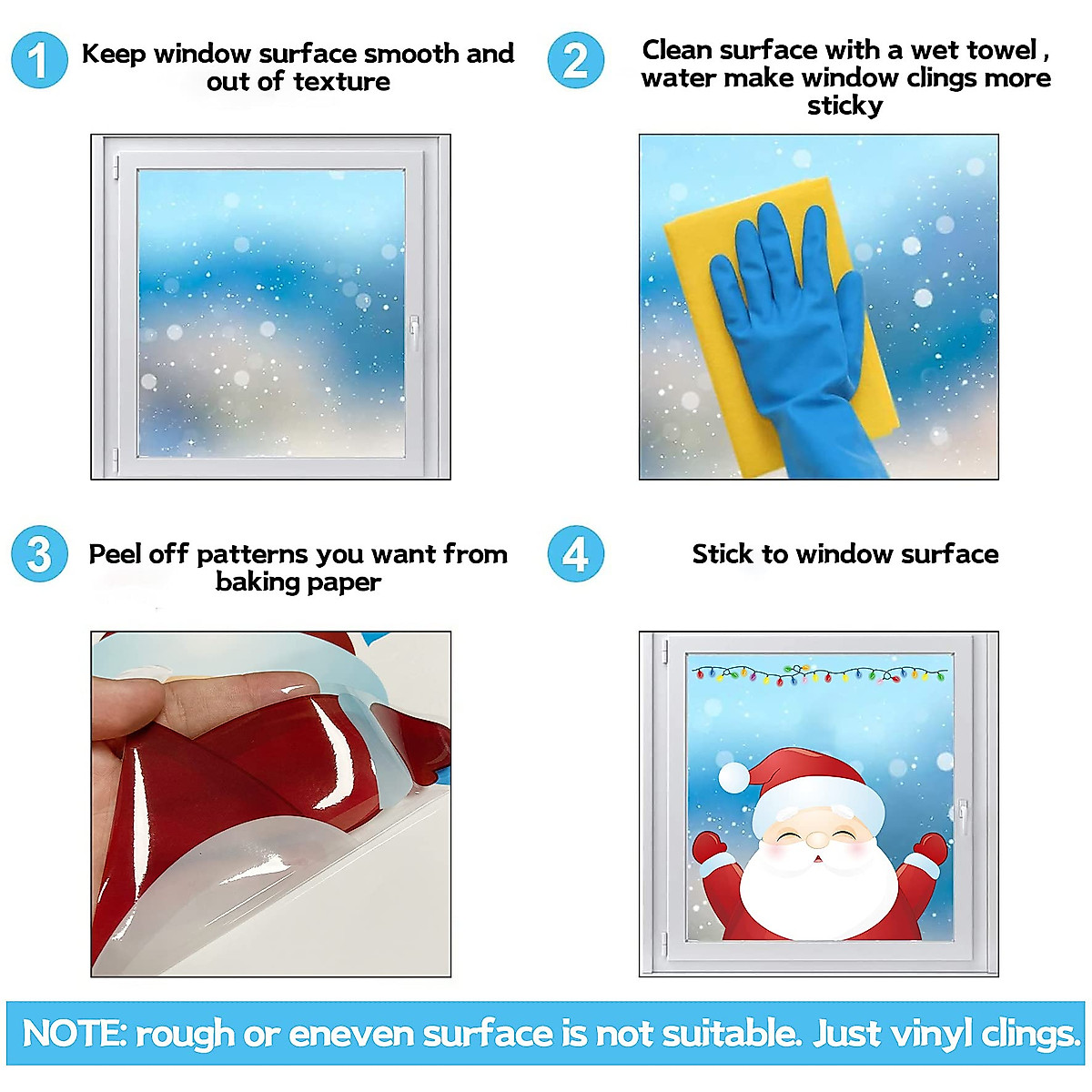 MISS FANTASY Christmas Window Clings Decorations 10 Sheets Large Merry Christmas Snowflake Window Stickers Decals for Glass Window Double Sided Christmas Decorations for Home Office School Classroom