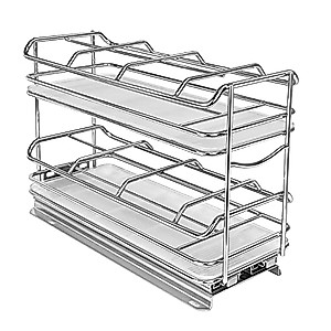 LYNK PROFESSIONAL® Slide Out Tea Bag Holder Organizer - Double Upper Kitchen Cabinet Pull Out Rack, Organize Up To 140 Tea Bags - Lifetime Limited Warranty - Chrome