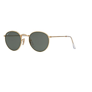 Ray-Ban RB3447 ROUND METAL 112/58 50M Matte Gold/Green Polarized Sunglasses For Men For Women + BUNDLE with Designer iWear Eyewear Kit