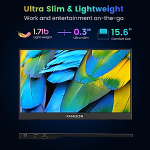 FANGOR Portable Monitor, 15.6" FHD 1080P Travel Monitor for Laptop, Ultra-Slim HDR IPS Computer Gaming Display, USB-C HDMI Screen Extender with Smart Cover for Laptop PC Phone Mac Xbox PS4/5 Switch