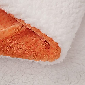 SOCHOW Waffle Sherpa Fleece Throw Blanket, Super Soft Fuzzy Warm, Lightweight Fluffy Reversible Plush Blanket for Bed Sofa Couch, 50 x 60 Inches Orange