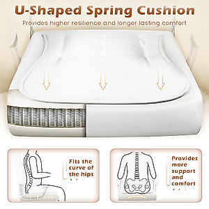 PUKAMI Big and Tall Office Chair,350lbs Leather Office Chair for Heavy People,High Back Executive Desk Chair,Adjustable Home Office Chair with Armrest,Swivel Computer Chair with Spring Seat(White)