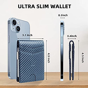 GOSALISU Mens Slim Wallet Money Clip Bifold Leather Wallets RFID Blocking Front Pocket Wallets Credit Card Holder with ID Window Gifts for Men