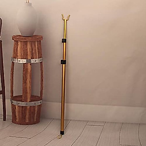 DOITOOL Long Reach Hook 49.1 inch Extended Closet Pole with Utility Hook, Retractable Long Reach Stick Closet Pole Telescoping Long Pole for Clothes, Shutter, Closet, Curtain, Shelf, Ceiling ( Gold )