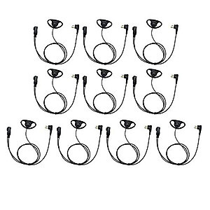 GoodQbuy D Shape Clip-Ear Headset Earpiece PTT with Mic is Compatible with Motorola Two-Way Radio CLS1410 RMM2050 GP300 CP200 PR400 CLS1110 (10 Pcs)