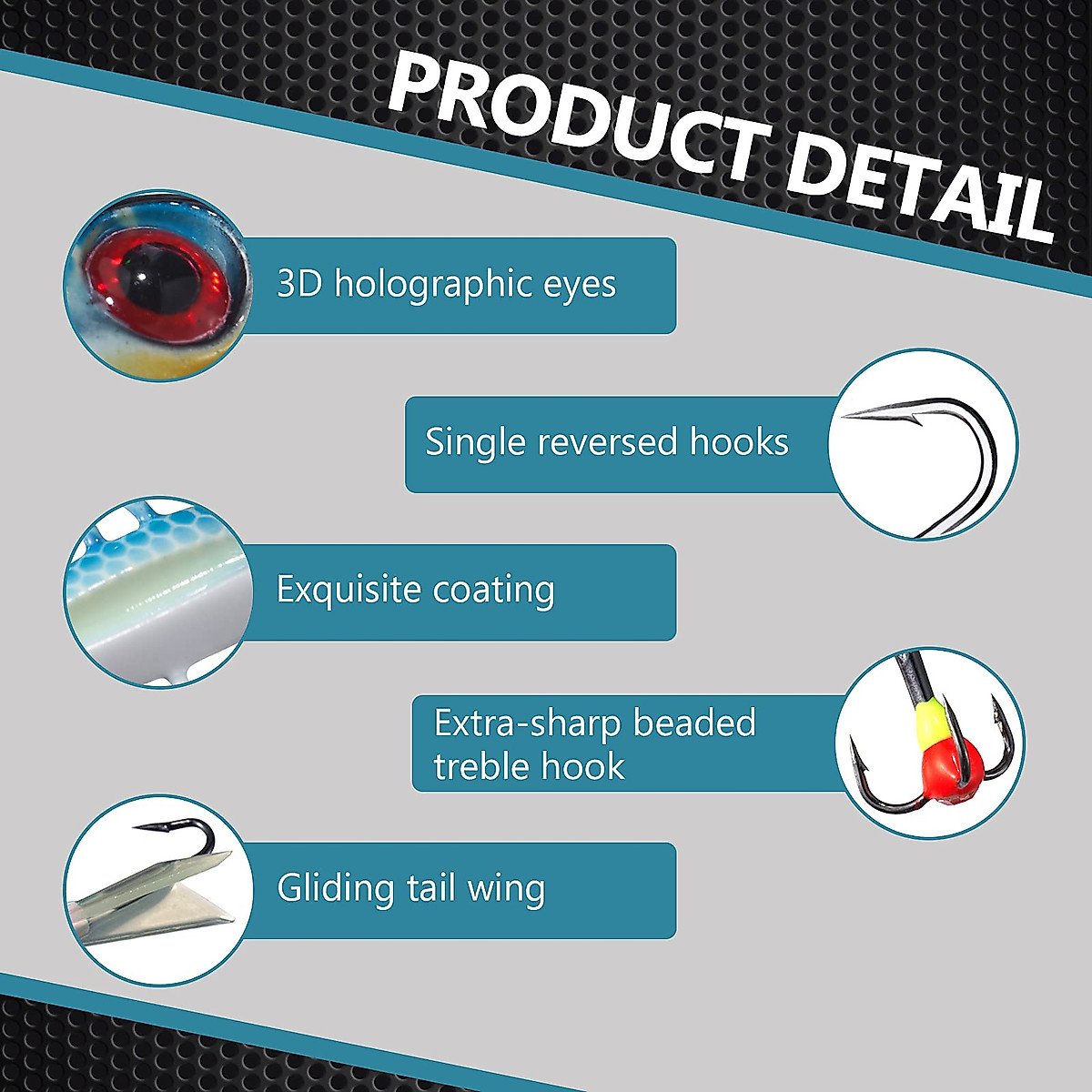 BASSDASH Ice Fishing Lures with Glide Tail Wings Winter Ice Jigging Fishing Jigs for Bass Perch Walleye Pike