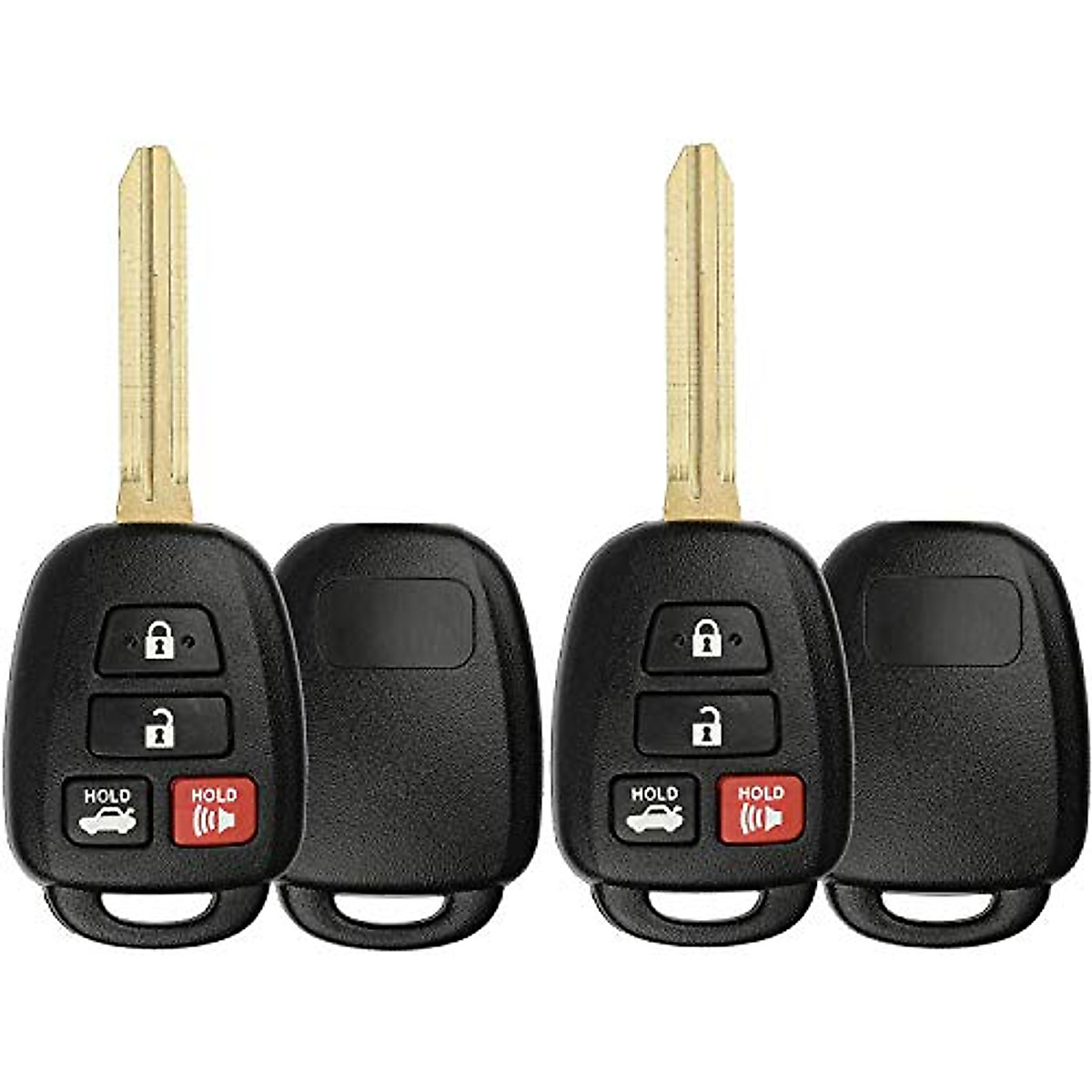 KeylessOption Keyless Entry Remote Uncut Car Blank Key Blade Case Fob Shell for Toyota Camry Scion HYQ12BDM (Pack of 2)