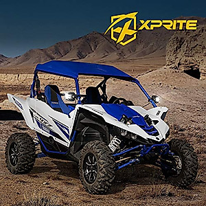 Xprite Aluminium UTV Side Rear View Mirrors fit 1.6"-2" Roll Cage Bar, LED Spot Light Blue Anti-Glare Lens for Polaris Pioneer RZR XP Can am Maverick X3 Kawasaki Teryx Mule, Yamaha Rhino Wolverine SXS