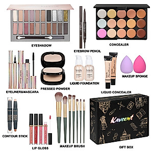 Makeup Kit for Teens and Women - Full Makeup Set With Eyeshadow, Lipgloss, Foundation, Concealer and Makeup Brushes