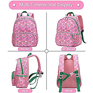 BUG Toddler Kids Backpack For Girls Boys, Cute Small Backpacks for Preschool and Kindergarten with Adjustable Padded Shoulder Straps, Pink Rainbow