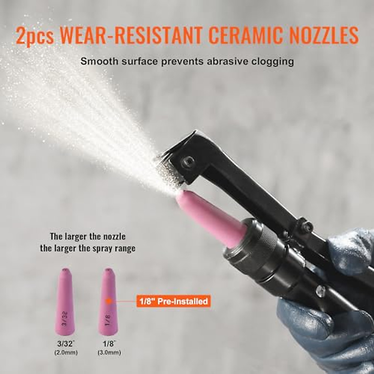 VEVOR 10 Gallon Heavy-Duty Sand Blaster, 60-110 PSI High Pressure Sandblaster, Portable Abrasive Blasting Tank, Air Sand Blasting Kit with 2 Ceramic Nozzles & 7.5ft Hose for Paint, Stain, Rust Removal