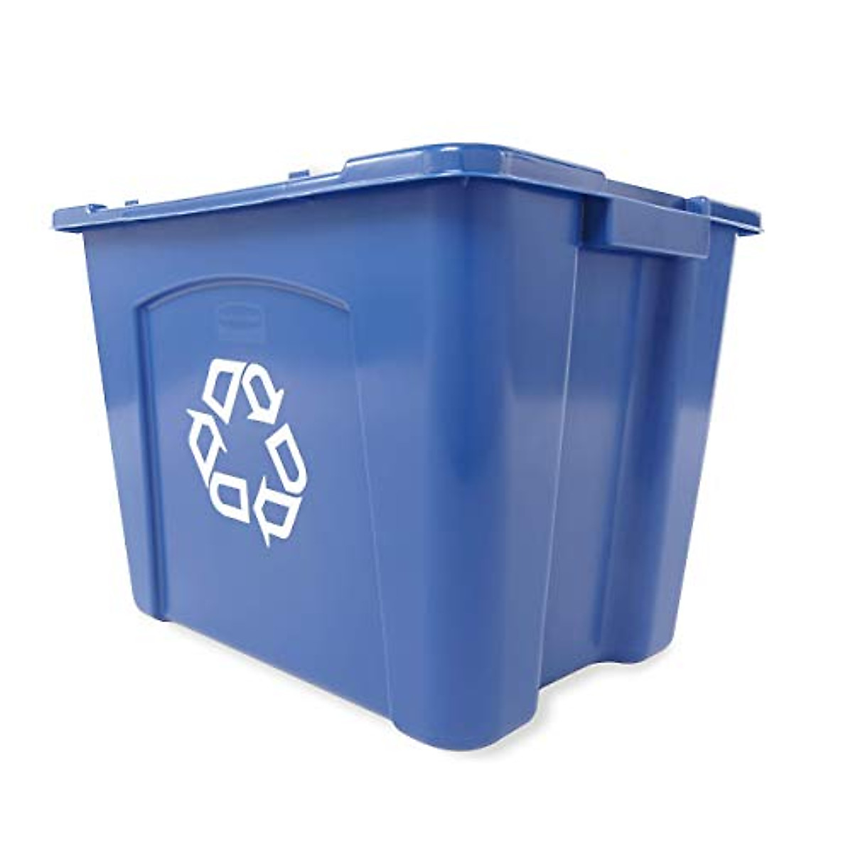 Rubbermaid Commercial Products, Recycling Bin/Box for Paper and Packaging, Stackable, 14 GAL, for Indoors/Outdoors/Garages/Homes/Commercial Facilities, Blue (FG571473BLUE)