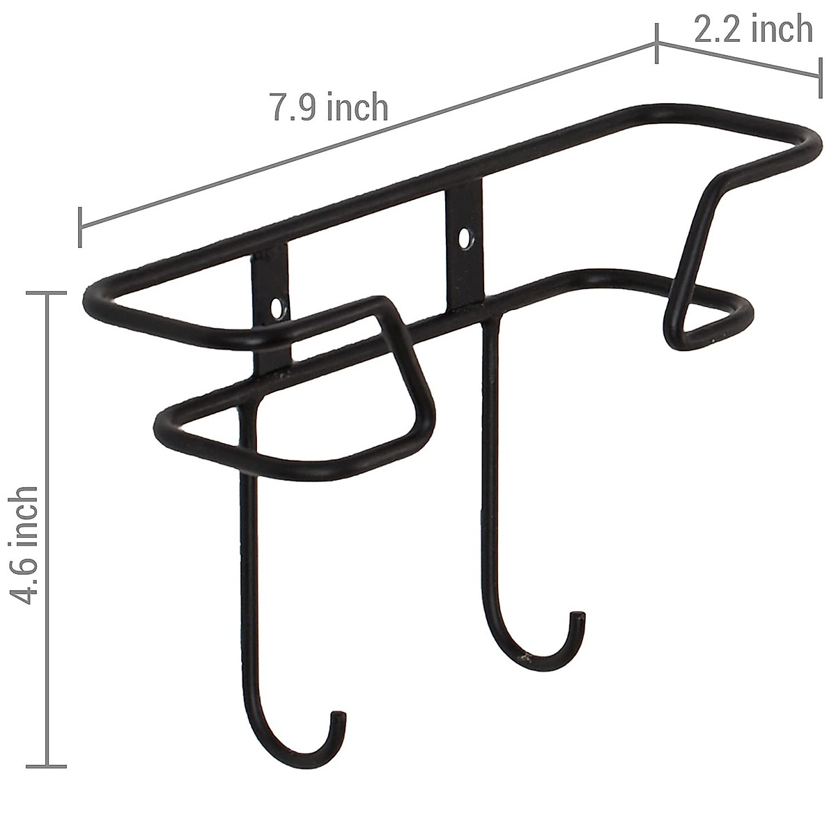 MyGift Wall Mounted Matte Black Metal Plate Display Rack with Hanging Hooks for Teacups and Mugs, Decorative Plate Holder Stand with Cup Hooks, Set of 2