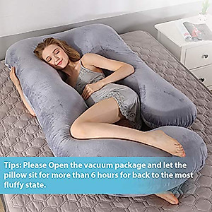 BATTOP Pregnancy Pillows Full Body Maternity Pillow for Sleeping with Cooling Washable Cover,Support for Back, Hips, Legs, Belly for Pregnant Women (Velvet-Grey)