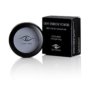 Eye Embrace Cool Helen: Light Gray Eyebrow Powder & Pro Grip Angled Brow Brush Bundle - Waterproof, Cruelty-Free