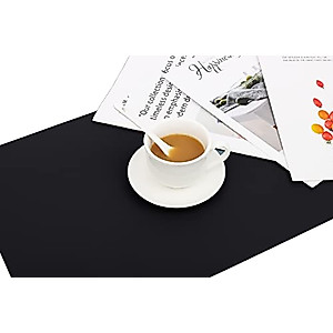 Vinjiasin Black Leather Placemats for Dining Table Set of 4, Waterproof Wipeable Placemats, Heat Resistant Non Slip Rectangle Indoor Place mats, Easy to Clean Christmas Decorations