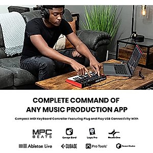 AKAI Professional MPK Mini MK3 - 25 Key USB MIDI Keyboard Controller With 8 Backlit Drum Pads, 8 Knobs and Music Production Software Included