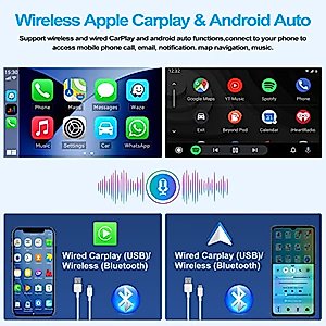 2022 Android 11 Rotating Touch Screen Car Stereo with Apple Carplay Android Auto, 10" Car Radio with Hi-Fi FM/RDS GPS WiFi Double Din Head Unit Support Bluetooth AHD Backup Camera(2+32)
