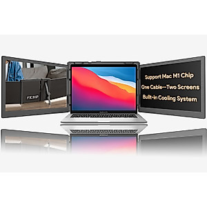 FICIHP 13.3" Laptop Screen Extender for M1 MacBook One Cable Plug&Play, Cooling System Triple Portable Monitor for Laptop with USB C HDMI, Monitor Attachment for Laptop Frame 13-16 inch Mac/Android