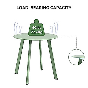 Nalupatio Patio Round Outdoor Coffee Table Side Table Round end Table Weather Resistant Steel Large/Normal Round End Table Outdoor Side Table for Balcony, Porch, Deck, Poolside Yard Garden