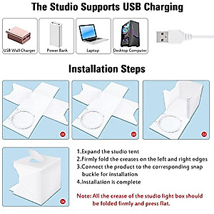 Photo Studio Light Box,Photo Shooting Tent kit,Portable Folding Home Photography Light Tent kit with White/Warm/Soft Lighting + 6 Color Backgrounds for Jewellery,Accessories,Toys and Small Items