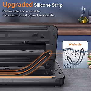 Pyukix Vacuum Sealer Machine, Food Sealer Machine 80KPA Fully Automatic 8-IN-1 Food Saver for Dry/Moist Mode with Build-in Cutter&Storage, Air Suction Hose, Digital Countdown, Roll Bag, 11 Vacuum Bags