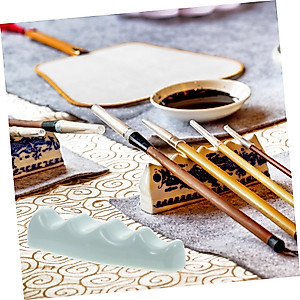 Imitation Jade Calligraphy Brush Holder Chinese Brush Rack Home Office Paint Brush Rest Organizer Chinese Calligraphy Practice Supplies