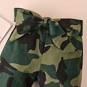 Aalizzwell Baby Girls Long Sleeve Ruffle Bodysuit Pants Headband Infant Outfit Toddler Winter Clothes Set (Camouflage, 3-6 Months)