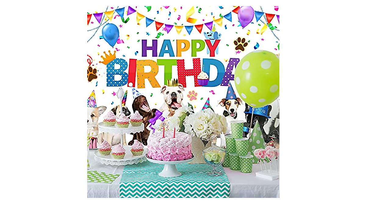 Dog Birthday Backdrop Banner - Puppy Photo Party Decor