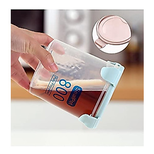 NC Food Sealed can Kitchen Spice nut Food can Refrigerator Moisture-Proof Storage Box Grain Storage Tank Graduated 600ml Pink