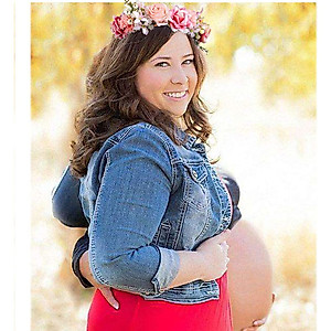 Ulfanit Girls Baby Shower Decoration - Adjustable Flower Crown Tiara and Growing A Princess Sash, Daddy Pin, Pink Party Gifts for Expectant Mom Dad Parents